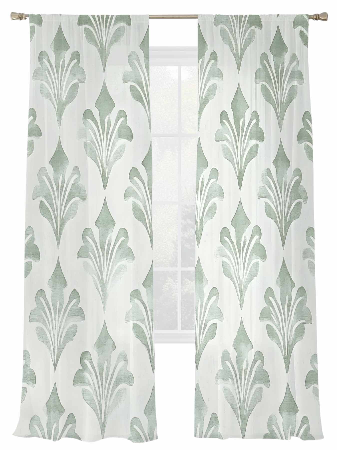 Abstract Color Block Sheer Curtains for Living Room Bedroom, Light ...