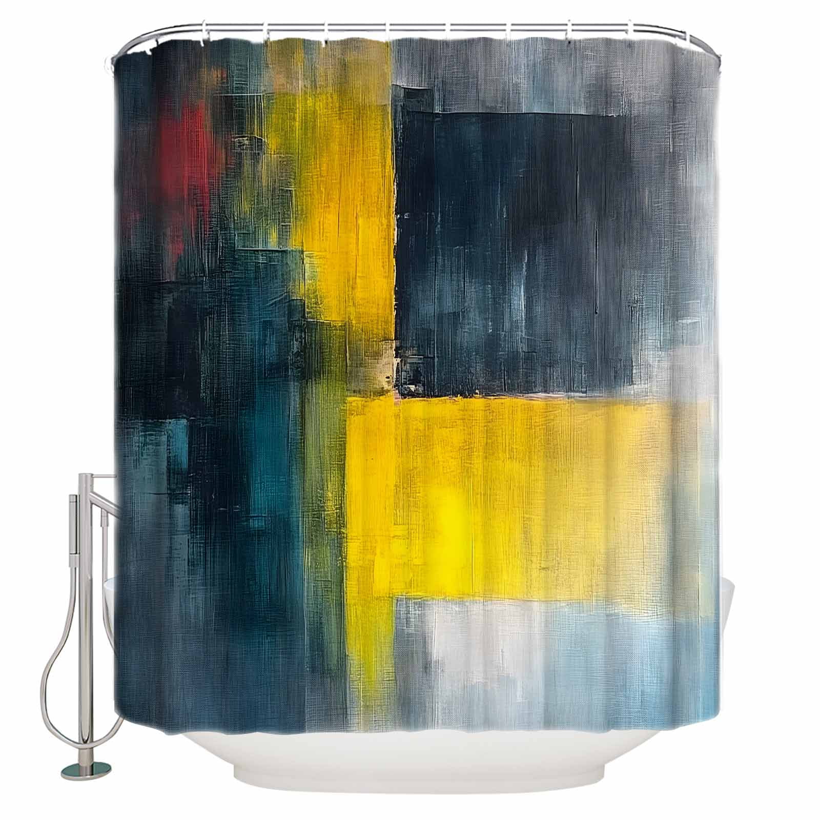 Abstract Color Block Shower Curtain, 60" x 72", Yellow Block Gradient ...