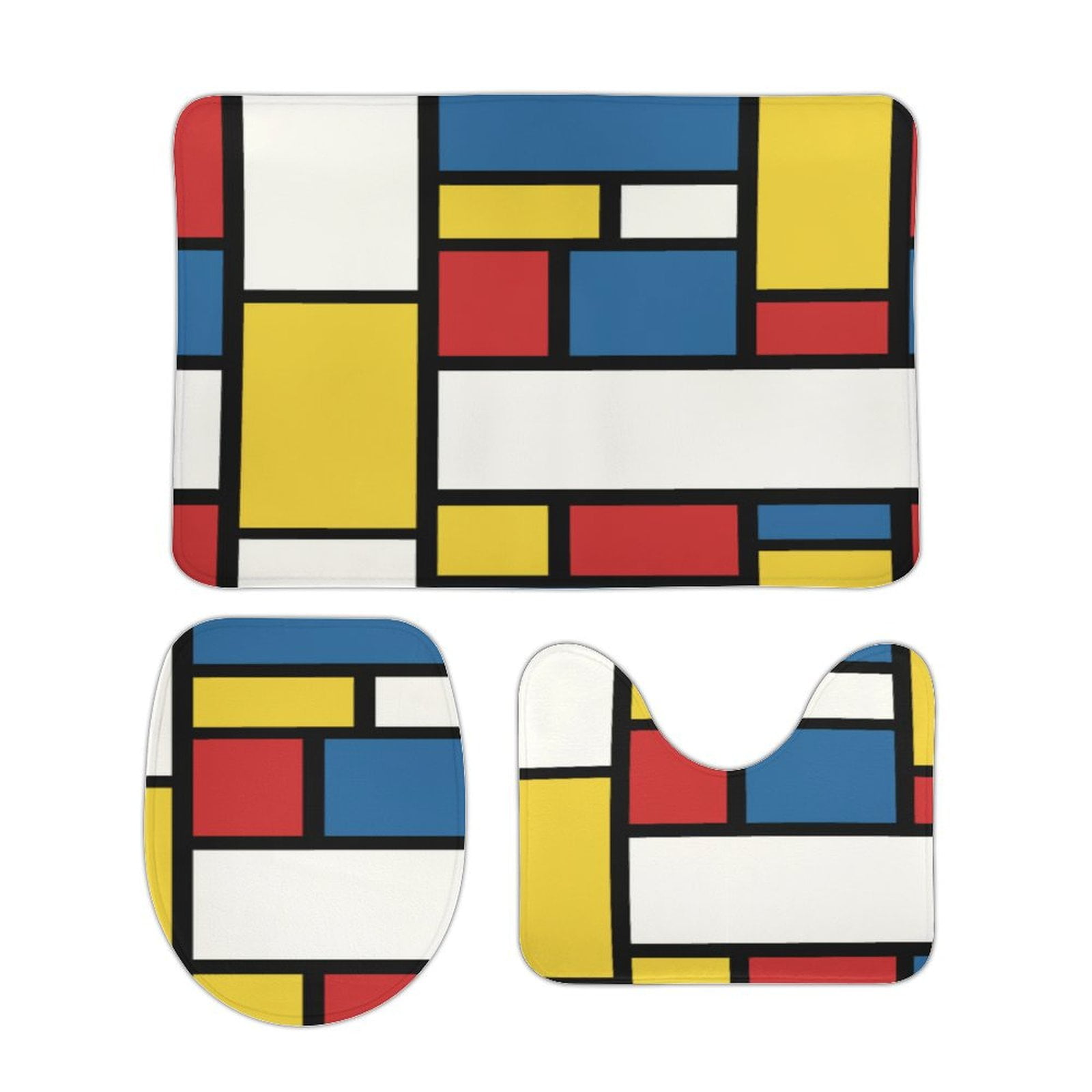 Abstract Color Block Soft Bathroom Carpet Set , Contour Carpet Set ...