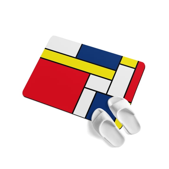 Abstract Color Block Soft Diatomaceous Earth Mat, Yellow Red Blue ...