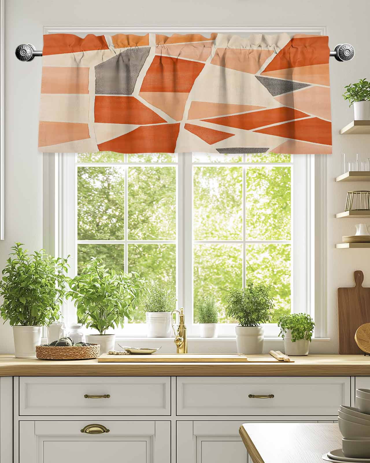 Abstract Color Block Splicing Art Valances for Windows,Kitchen Valance ...