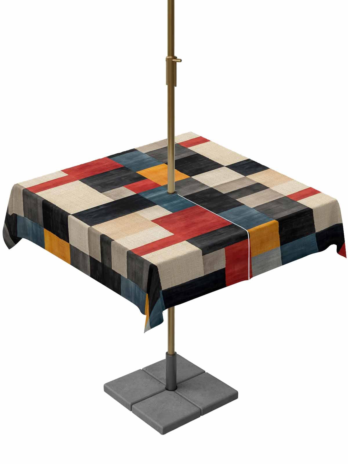 Abstract Color Block Square Outdoor Tablecloth with Umbrella Hole ...