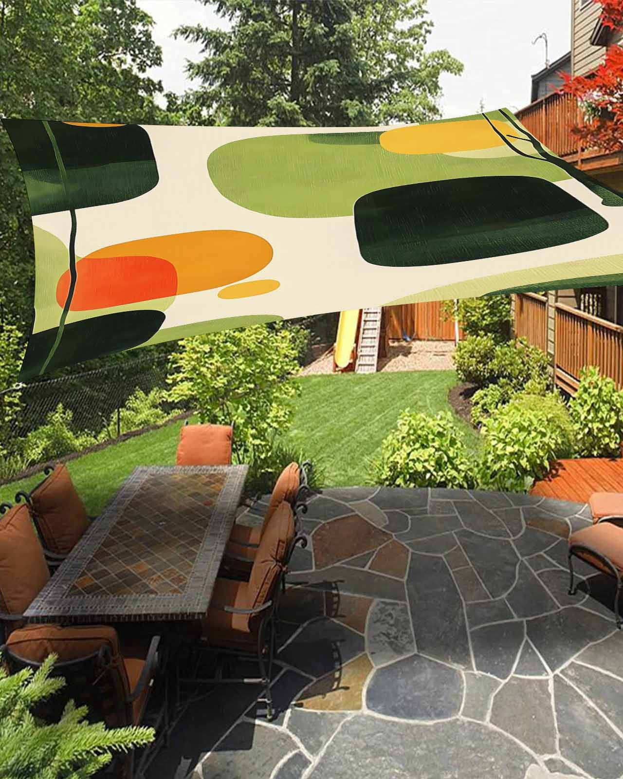 Abstract Color Block Sun Shade Sail 12'X16' Colorful Green Geometric ...