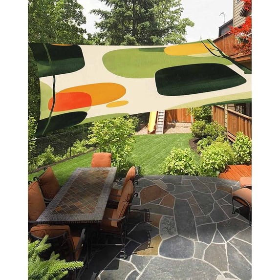 Abstract Color Block Sun Shade Sail 12'X16' Colorful Green Geometric ...