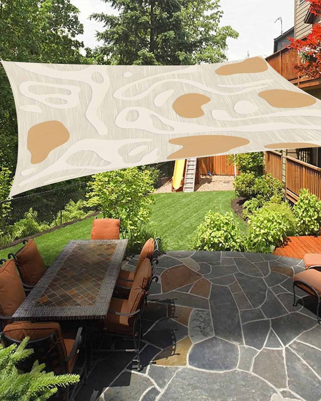 Abstract Color Block Sun Shade Sail 12'X16' Modernism Orange Beige Line ...