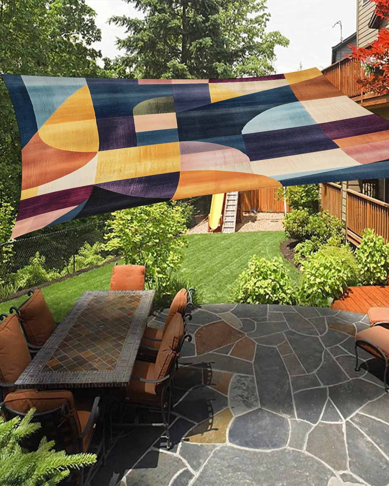 Abstract Color Block Sun Shade Sail 14'X18' Boho Colorful Geometric ...