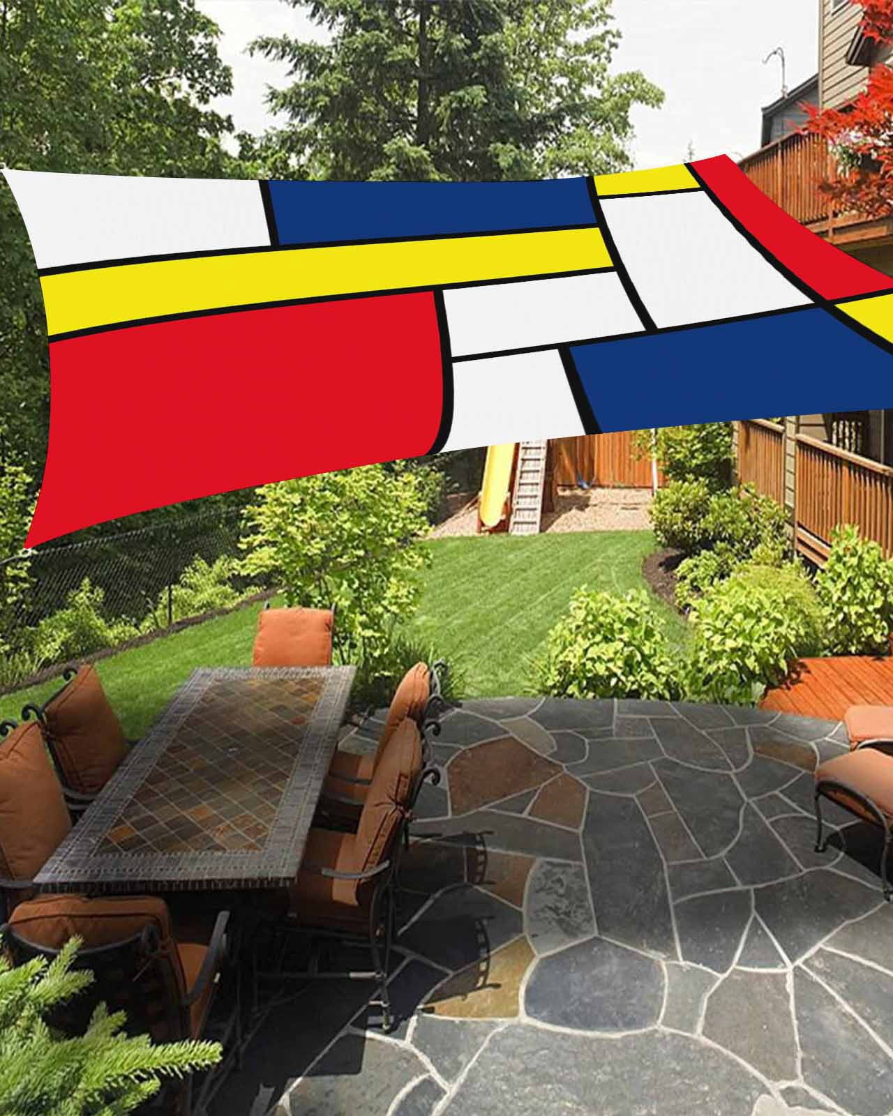 Abstract Color Block Sun Shade Sail 14'X18' Yellow Red Blue Rectangular ...