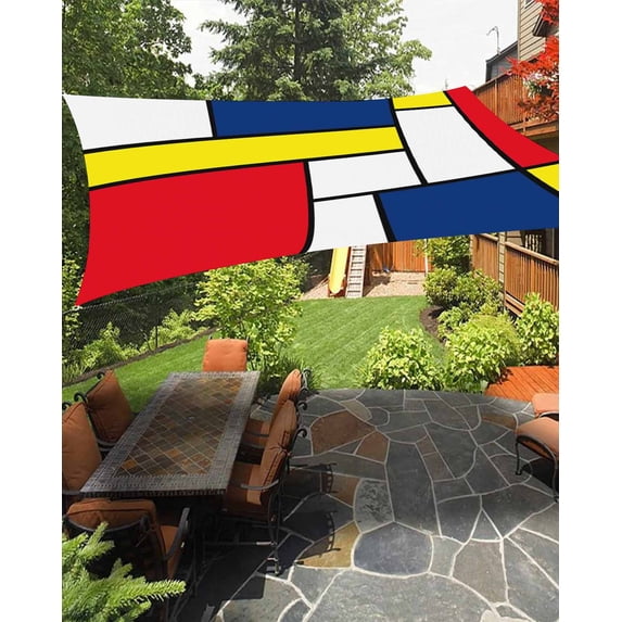Abstract Color Block Sun Shade Sail 14'X18' Yellow Red Blue Rectangular ...