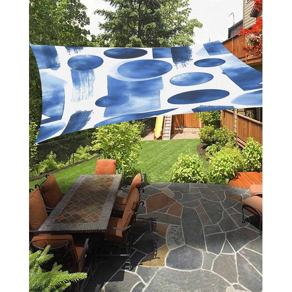 Abstract Color Block Sun Shade Sail 6.5'X10' Blue White Geometric ...