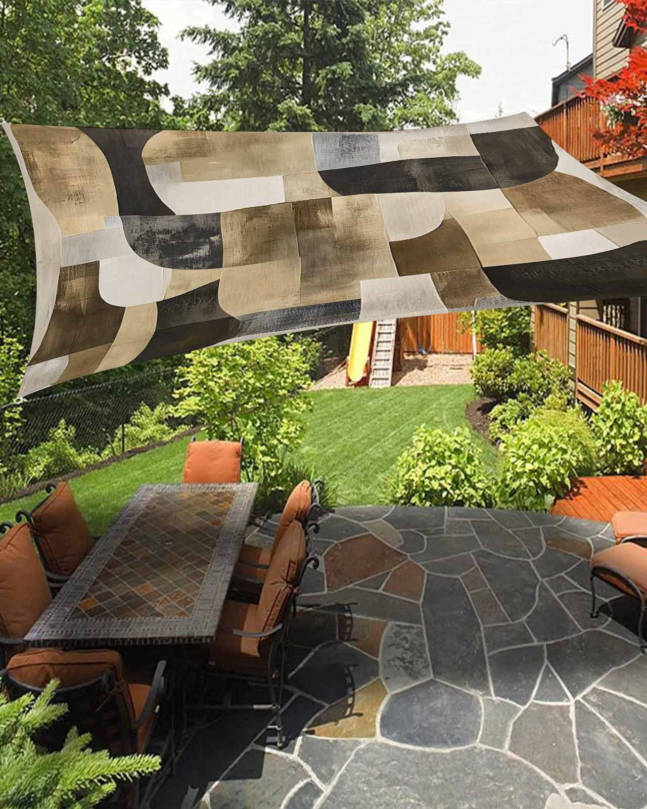 Abstract Color Block Sun Shade Sail 6.5'X10' Brown Black Geometric ...
