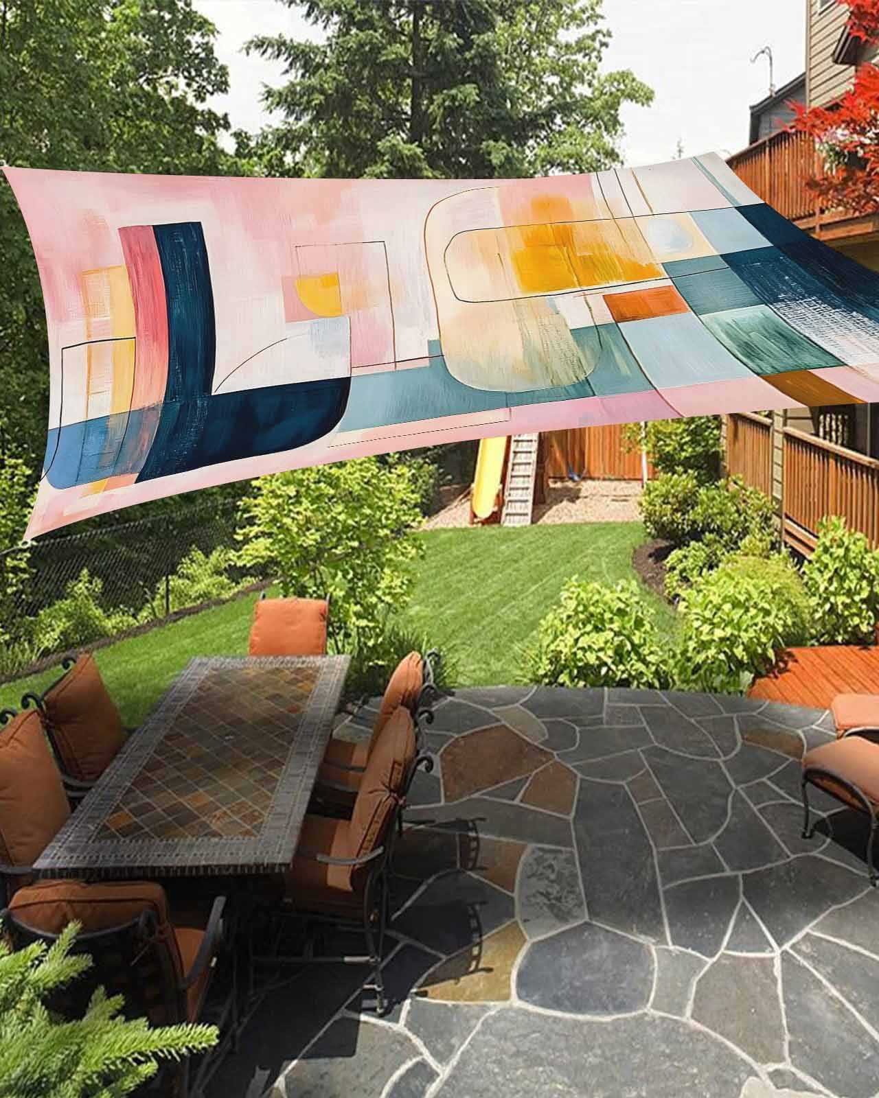 Abstract Color Block Sun Shade Sail 6.5'X10' Pink Yelow Geometric ...