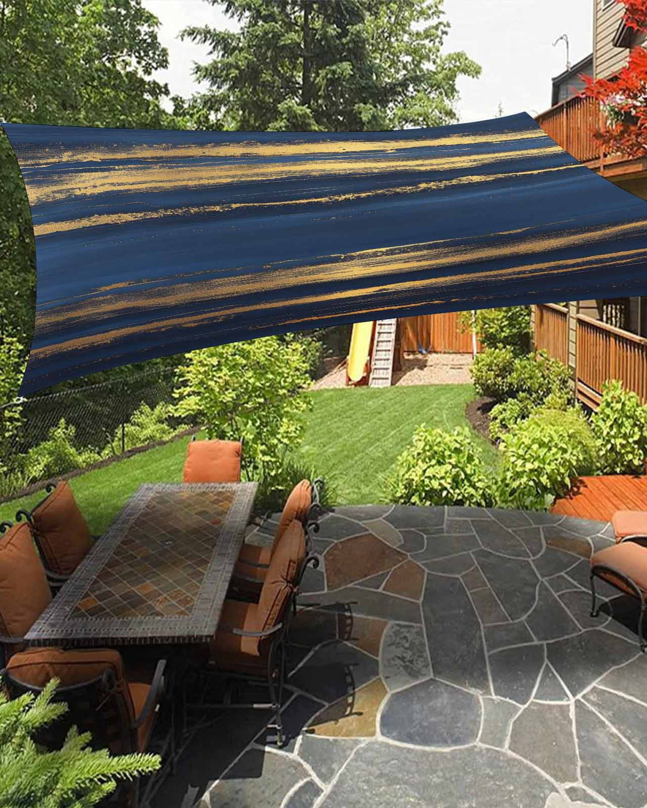 Abstract Color Block Sun Shade Sail 8'X10' Gold Blue Lines Sky ...