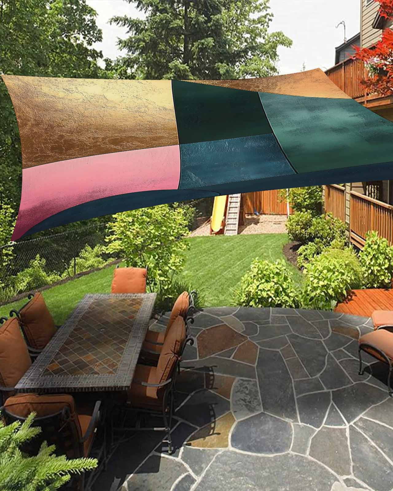Abstract Color Block Sun Shade Sail 8'X10' Gold Green Colorful ...