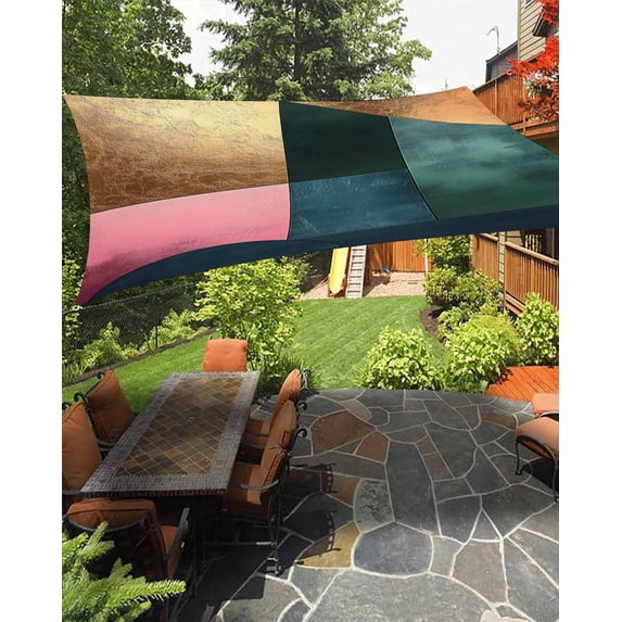 Abstract Color Block Sun Shade Sail 8'X10' Gold Green Colorful ...