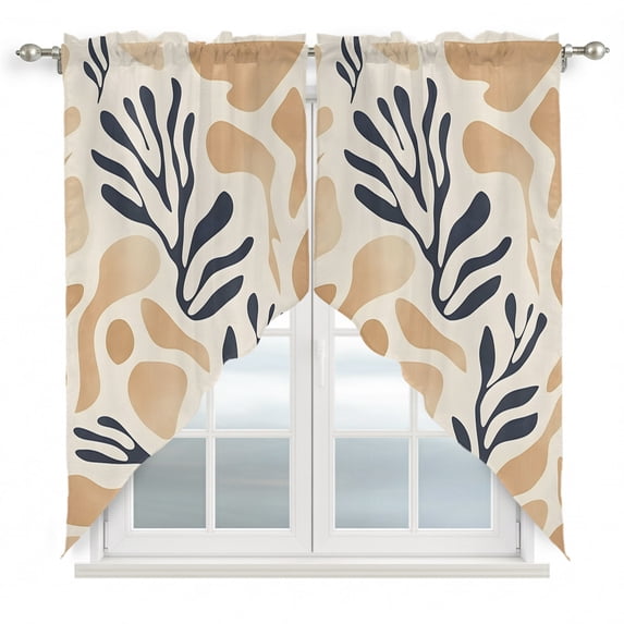 Abstract Color Block Swag Curtain Valance for Window 2 Panels Black ...