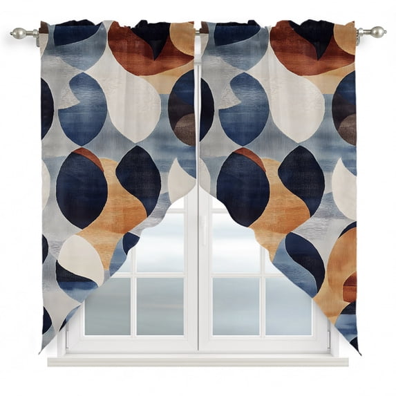 Abstract Color Block Swag Curtain Valance for Window 2 Panels Blue ...