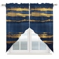 Abstract Color Block Swag Curtain Valance for Window 2 Panels Gold Blue ...