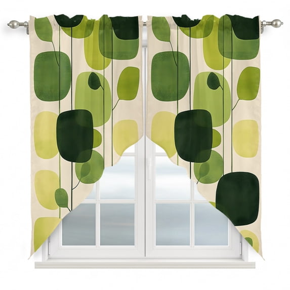 Abstract Color Block Swag Curtain Valance for Window 2 Panels Green ...