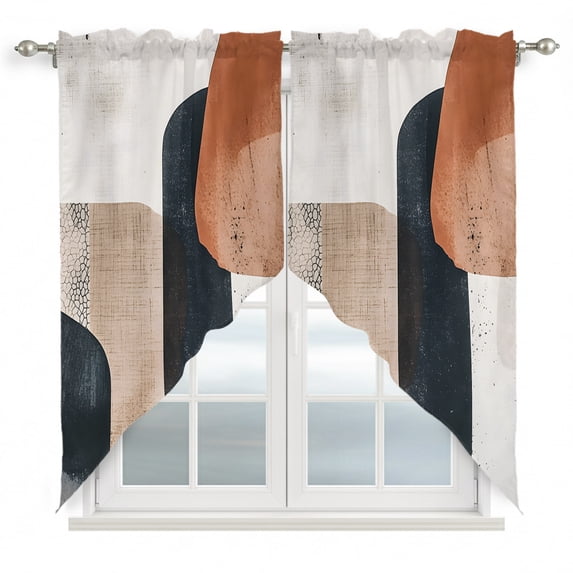 Abstract Color Block Swag Curtain Valance for Window 2 Panels Modern ...