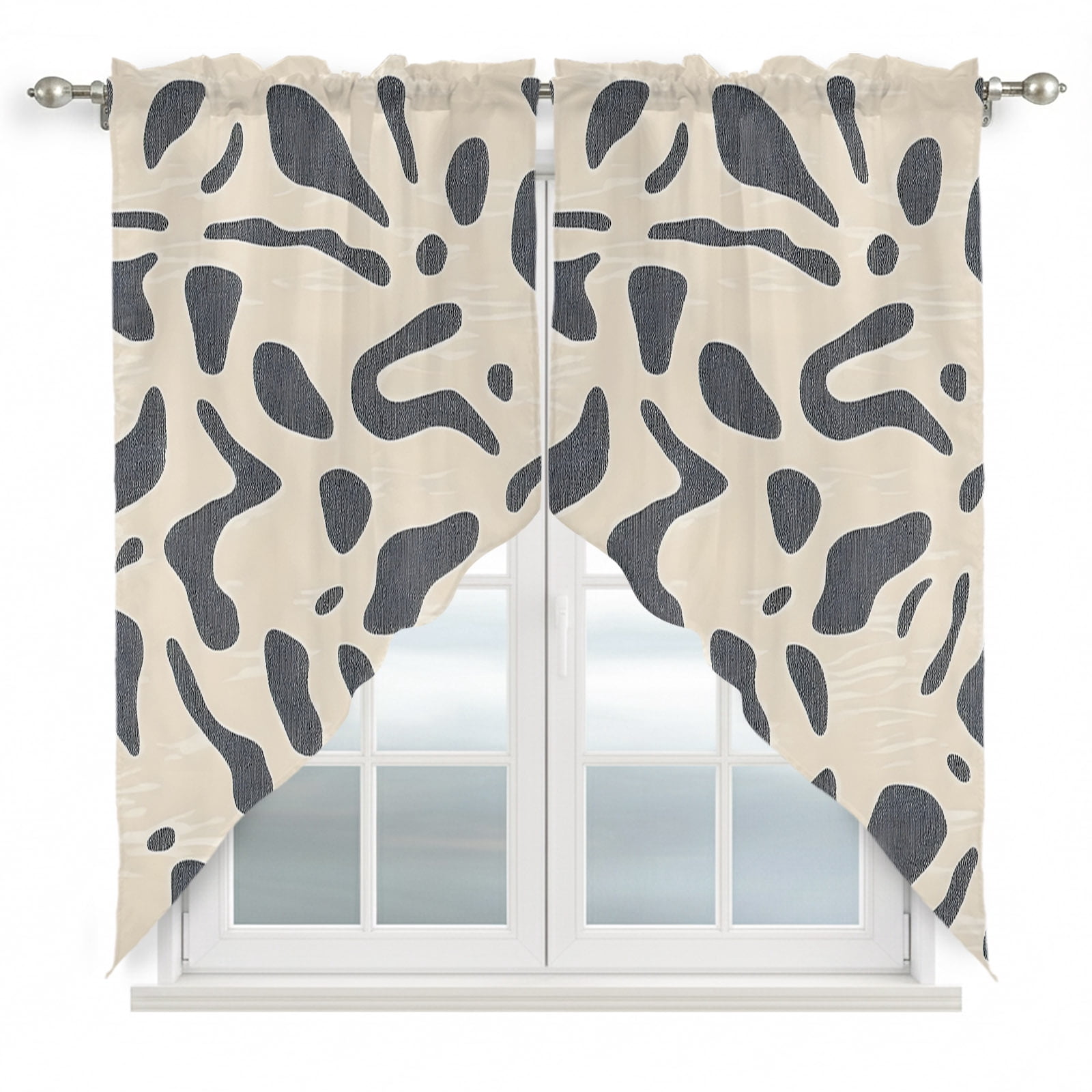 Abstract Color Block Swag Curtain Valance for Window 2 Panels Modern ...