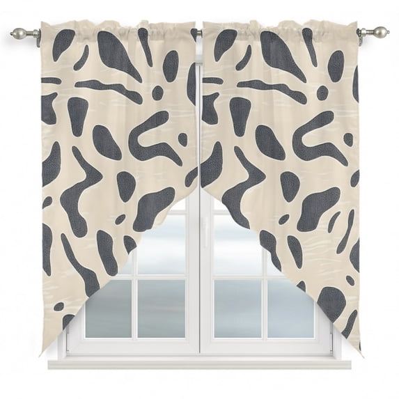 Abstract Color Block Swag Curtain Valance for Window 2 Panels Modern ...