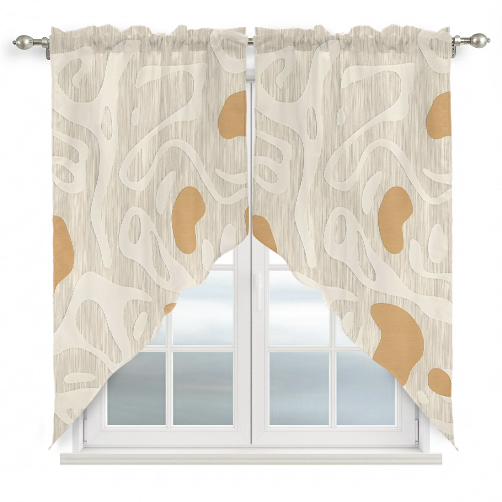 Abstract Color Block Swag Curtain Valance for Window 2 Panels Modernism ...