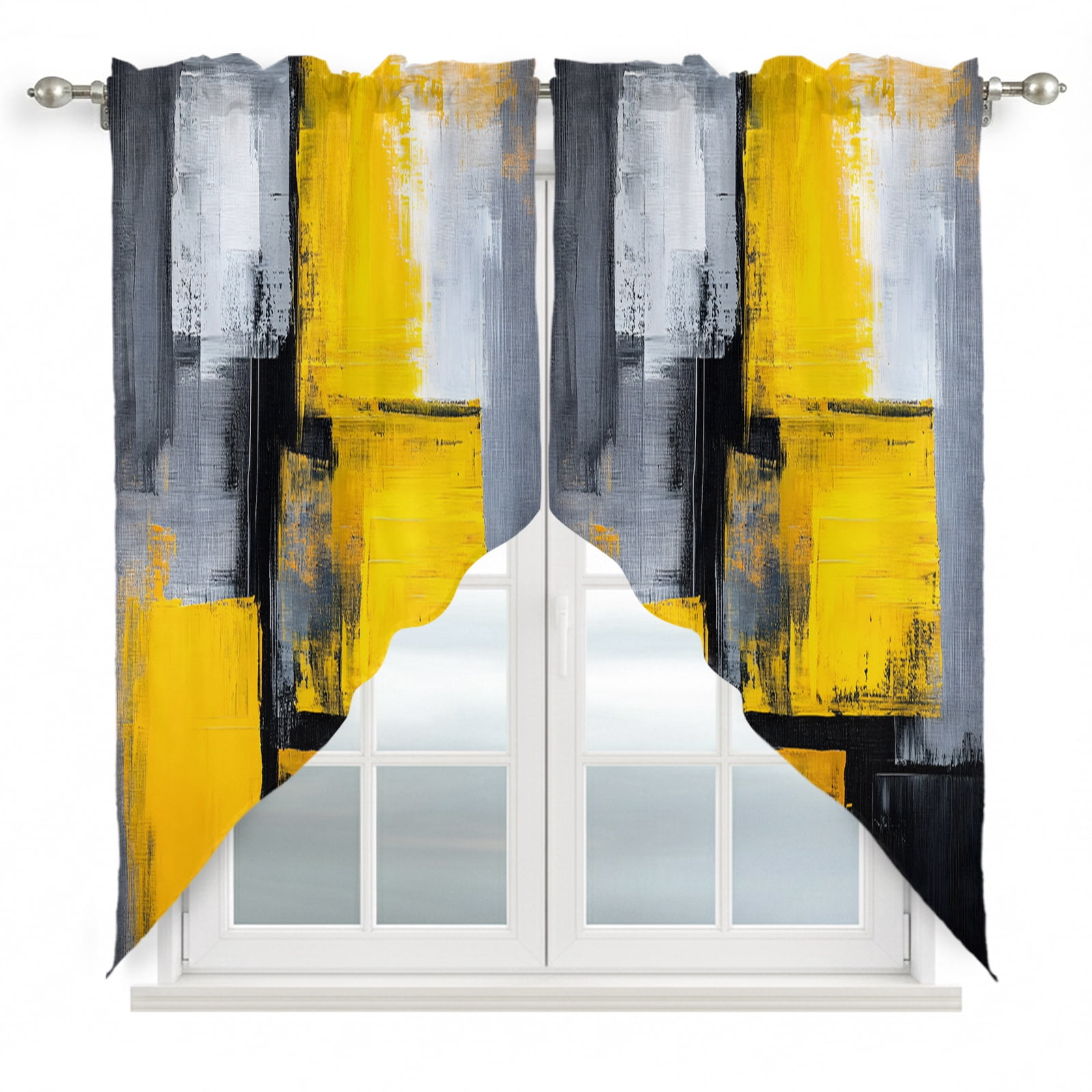 Abstract Color Block Swag Valances for Windows 36 inches Long, Yellow ...