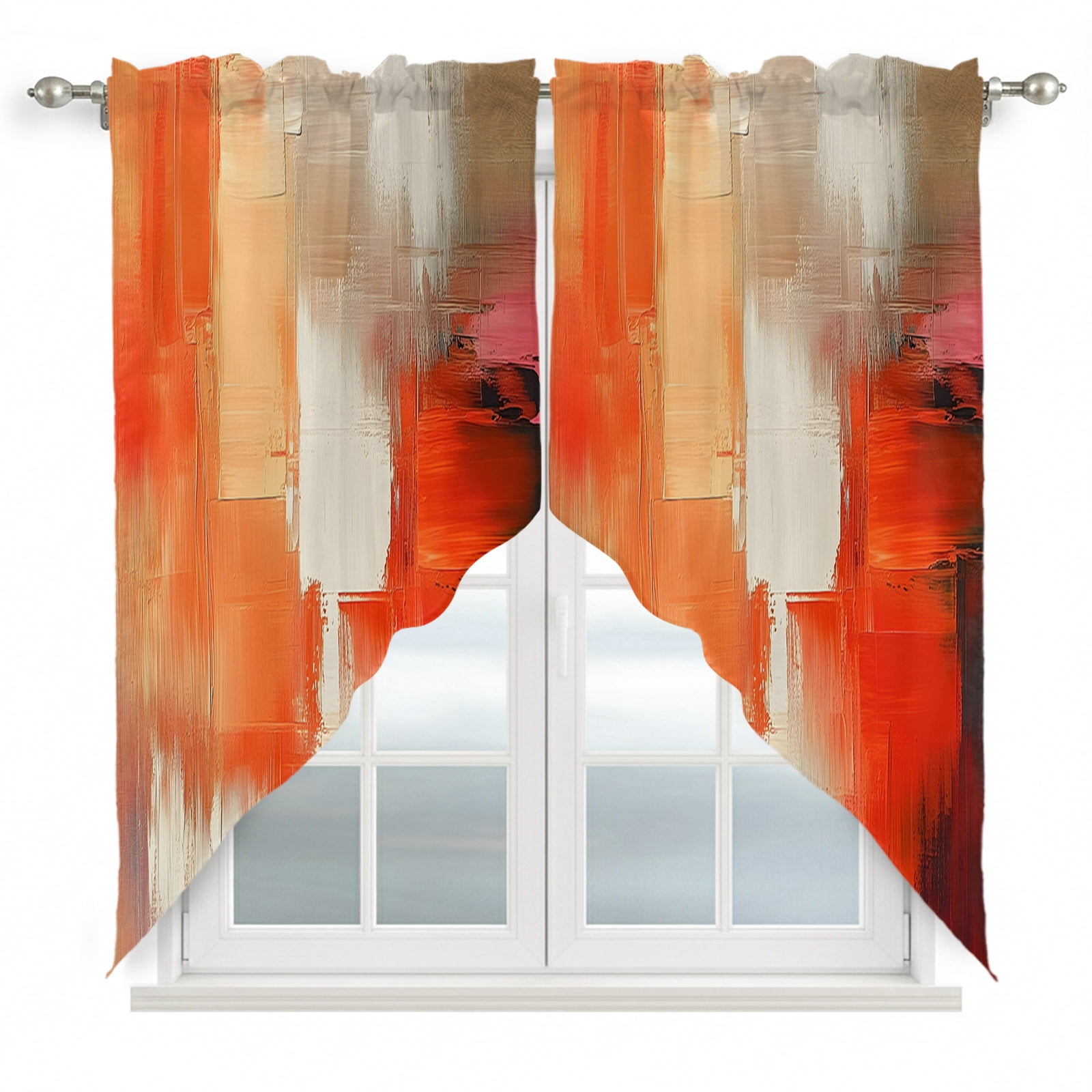 Abstract Color Block Swag Valances for Windows 45 inches Long, Orange ...