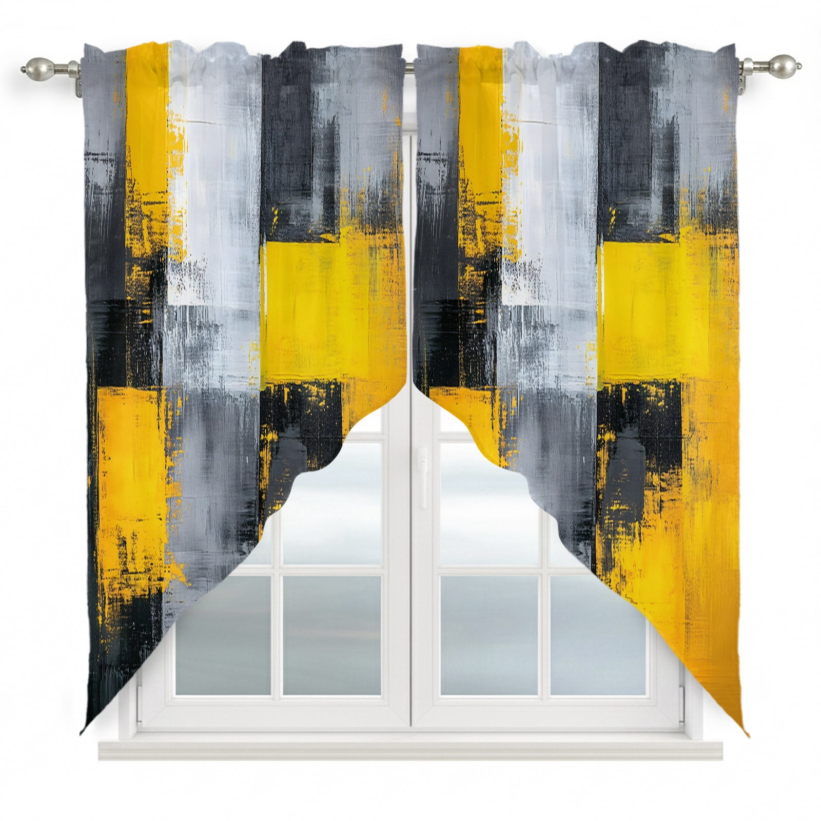 Abstract Color Block Swag Valances for Windows 45 inches Long, Yellow ...