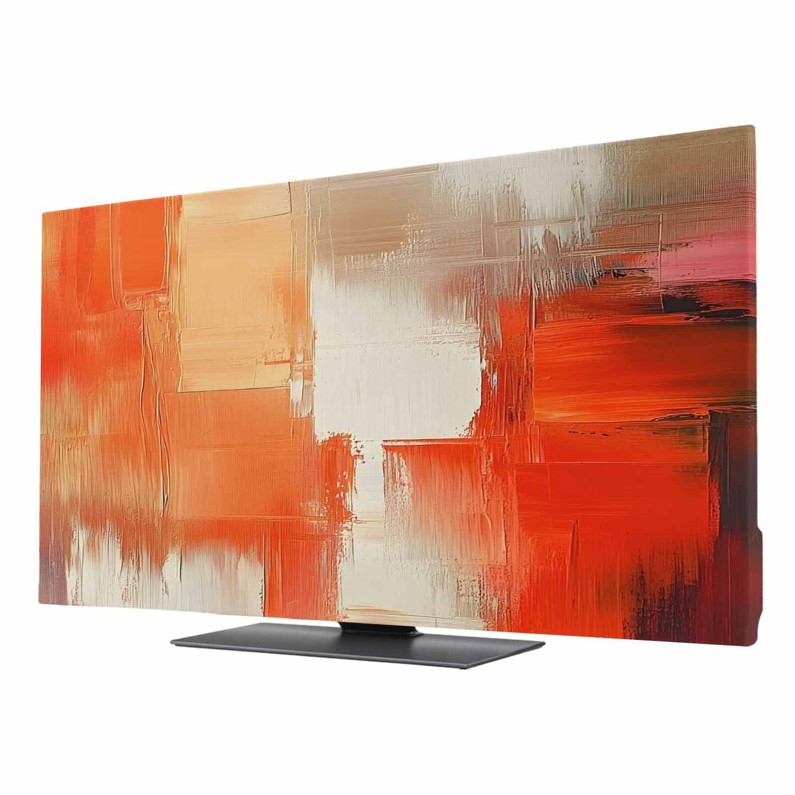 Abstract Color Block TV Dust Cover 24 Inch, Orange Block Oil Painting ...