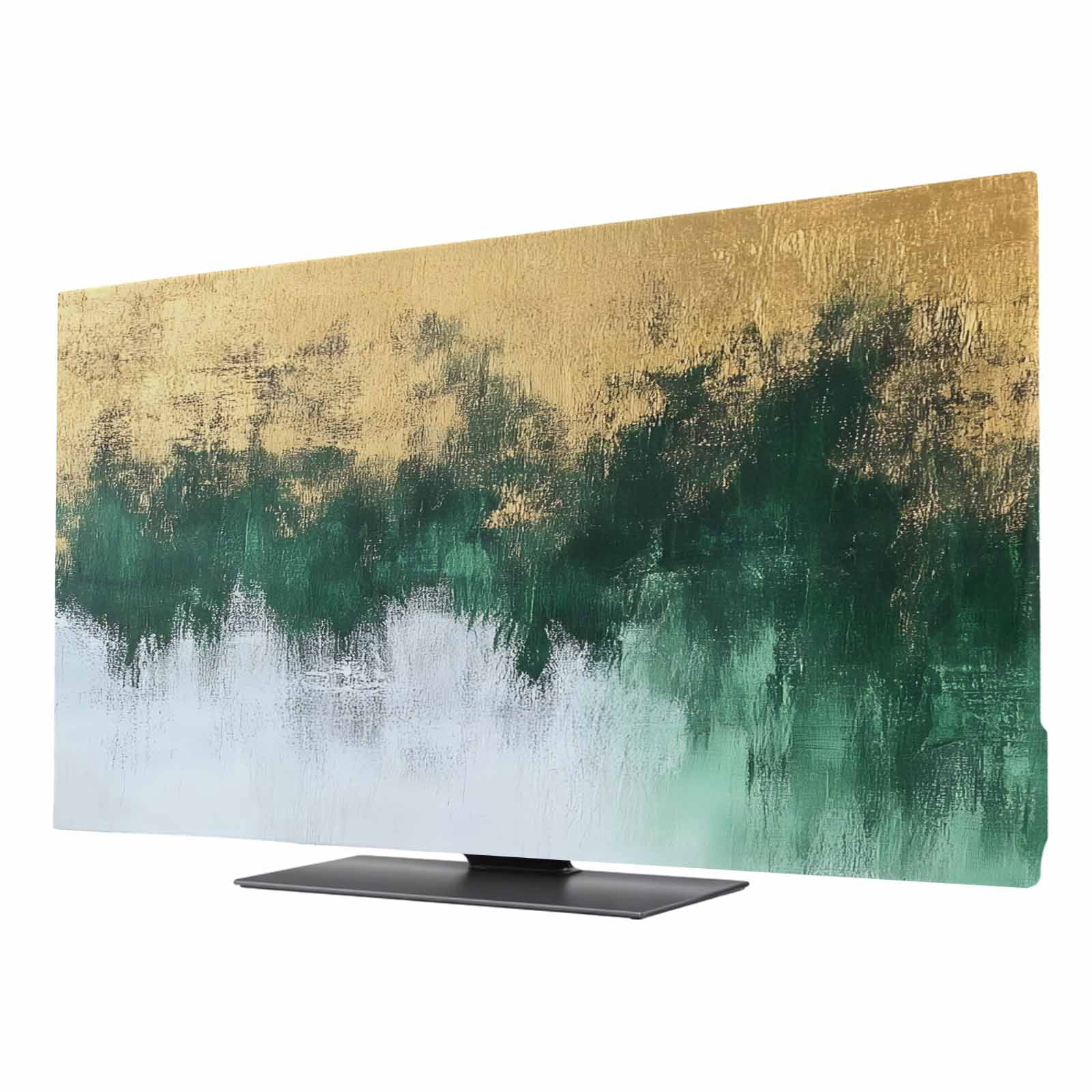 Abstract Color Block TV Dust Cover 40 Inch, Gradient Gold Green ...