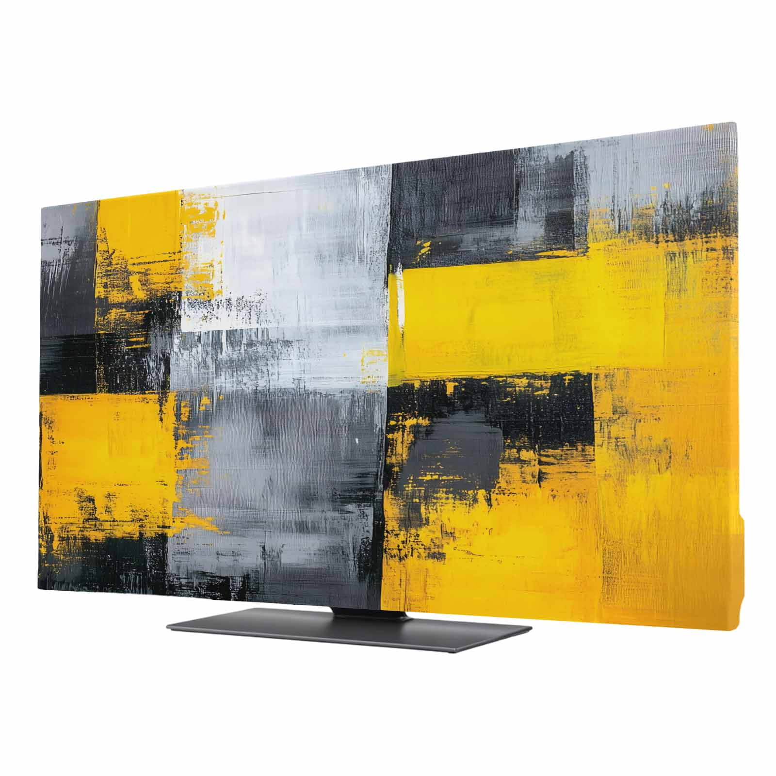 Abstract Color Block TV Dust Cover 40 Inch, Yellow Block Gradient Gray ...