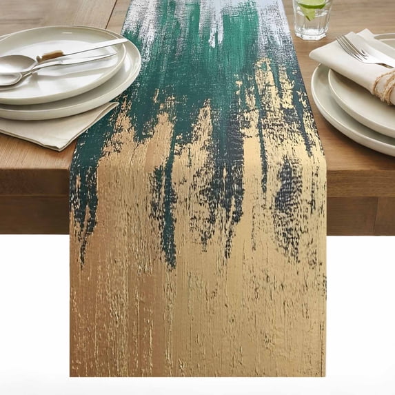 Abstract Color Block Table Runner 13x36 inch Gradient Gold Green ...