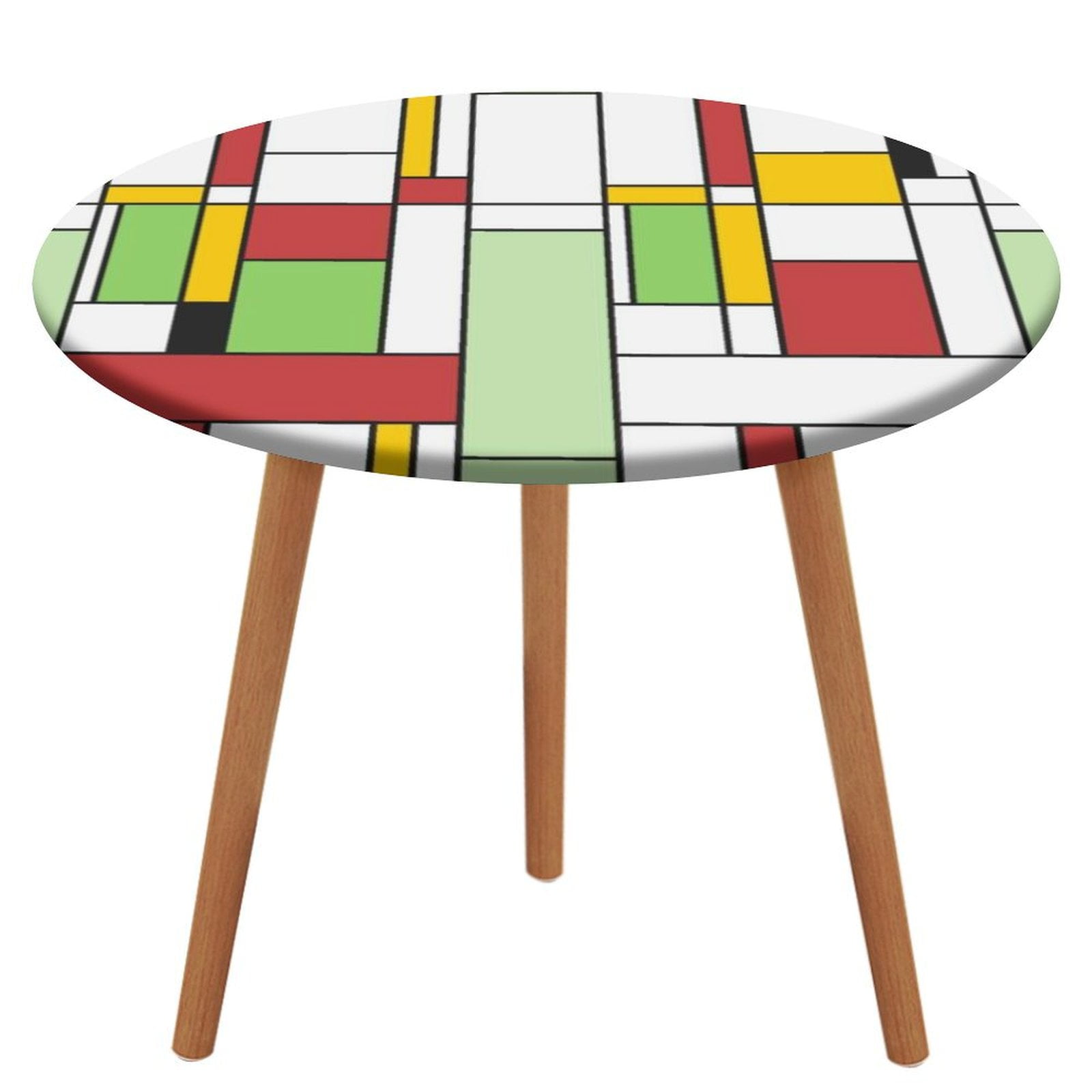 Abstract Color Block Tablecloth Round Elastic Fitted Waterproof Table ...