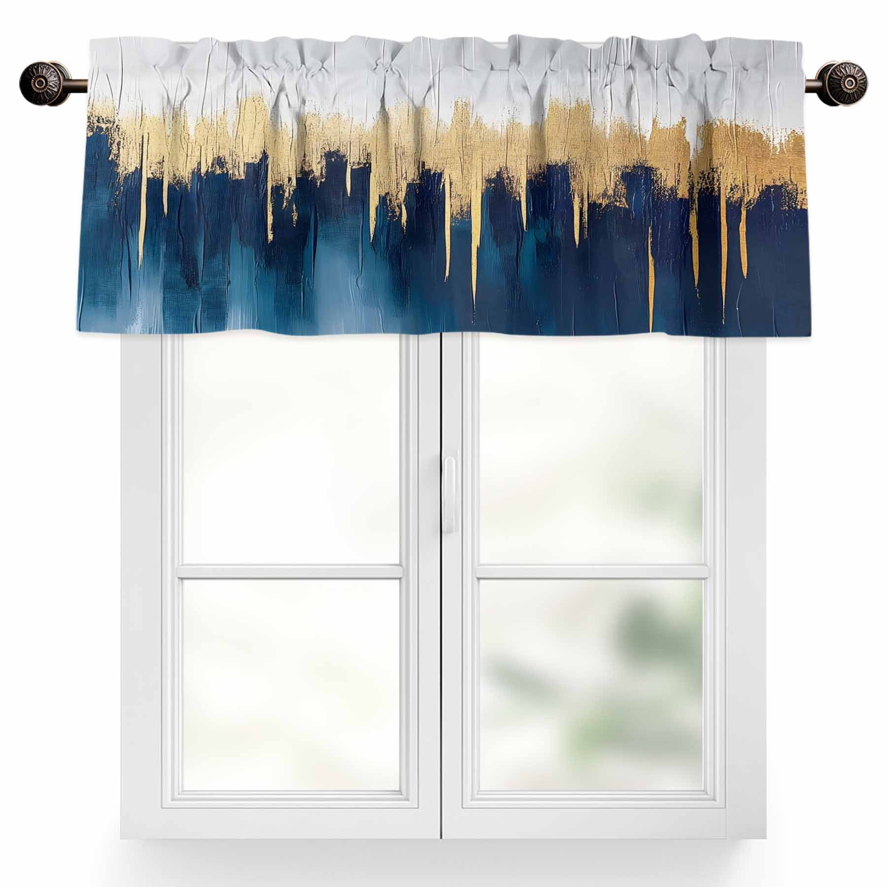 Abstract Color Block Valances for Windows, 54 x 18in, Blue Block ...