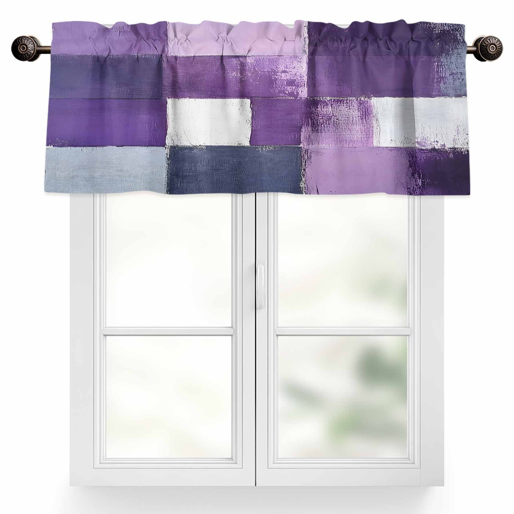 Abstract Color Block Valances for Windows, 60 x 18in, Dark Purple Block ...
