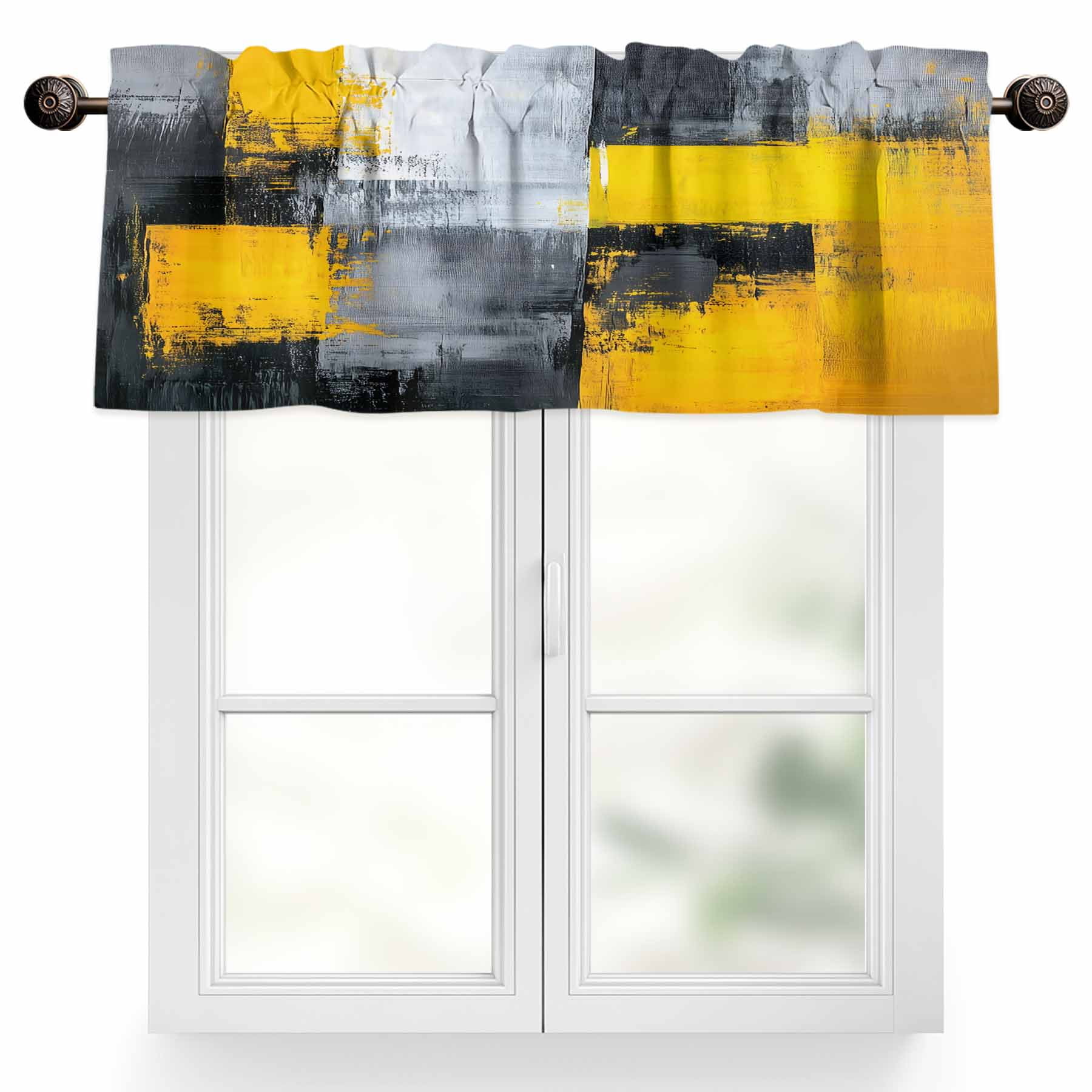Abstract Color Block Valances for Windows, 60 x 18in, Yellow Block ...