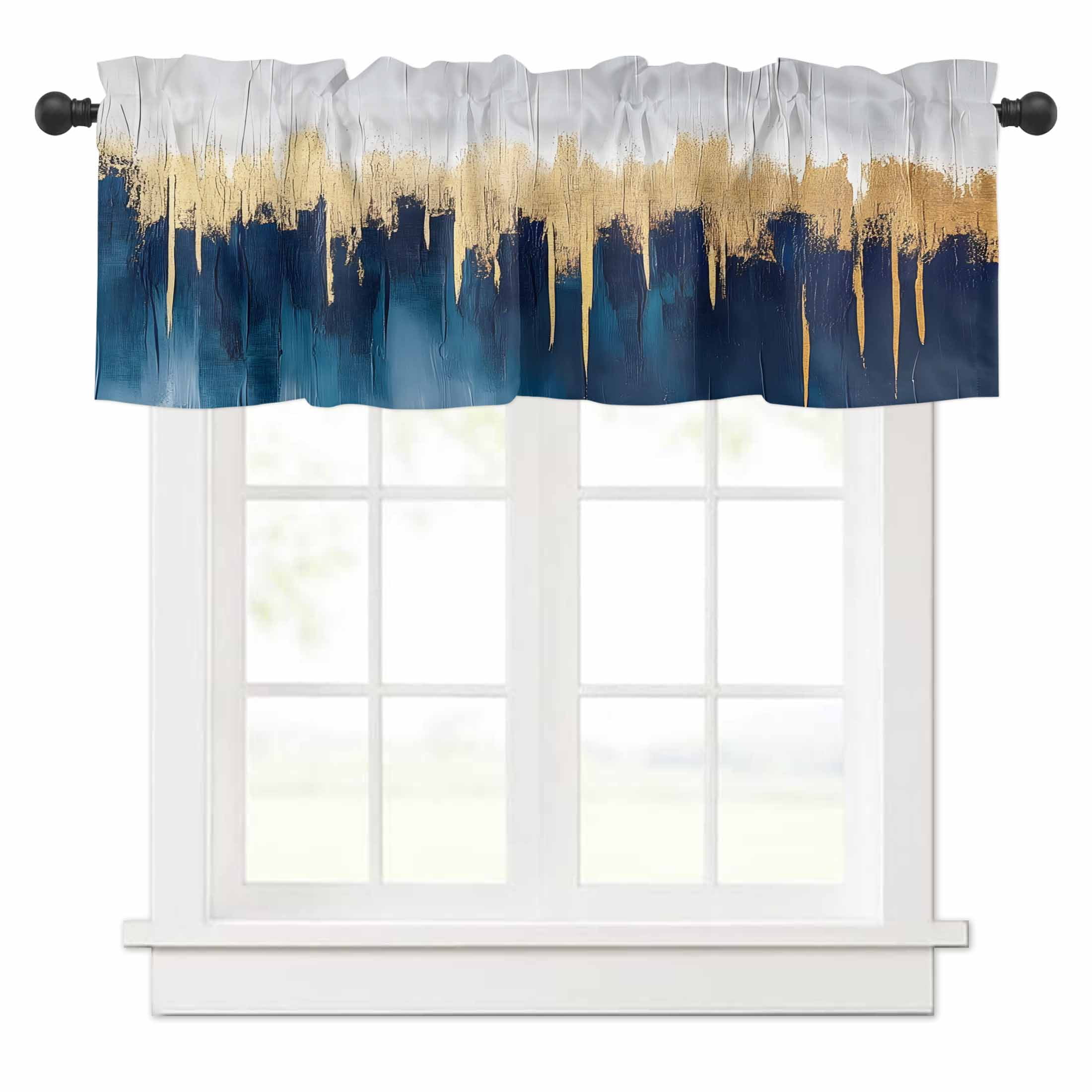 Abstract Color Block Valances for Windows Blue Block Gradient Gold ...