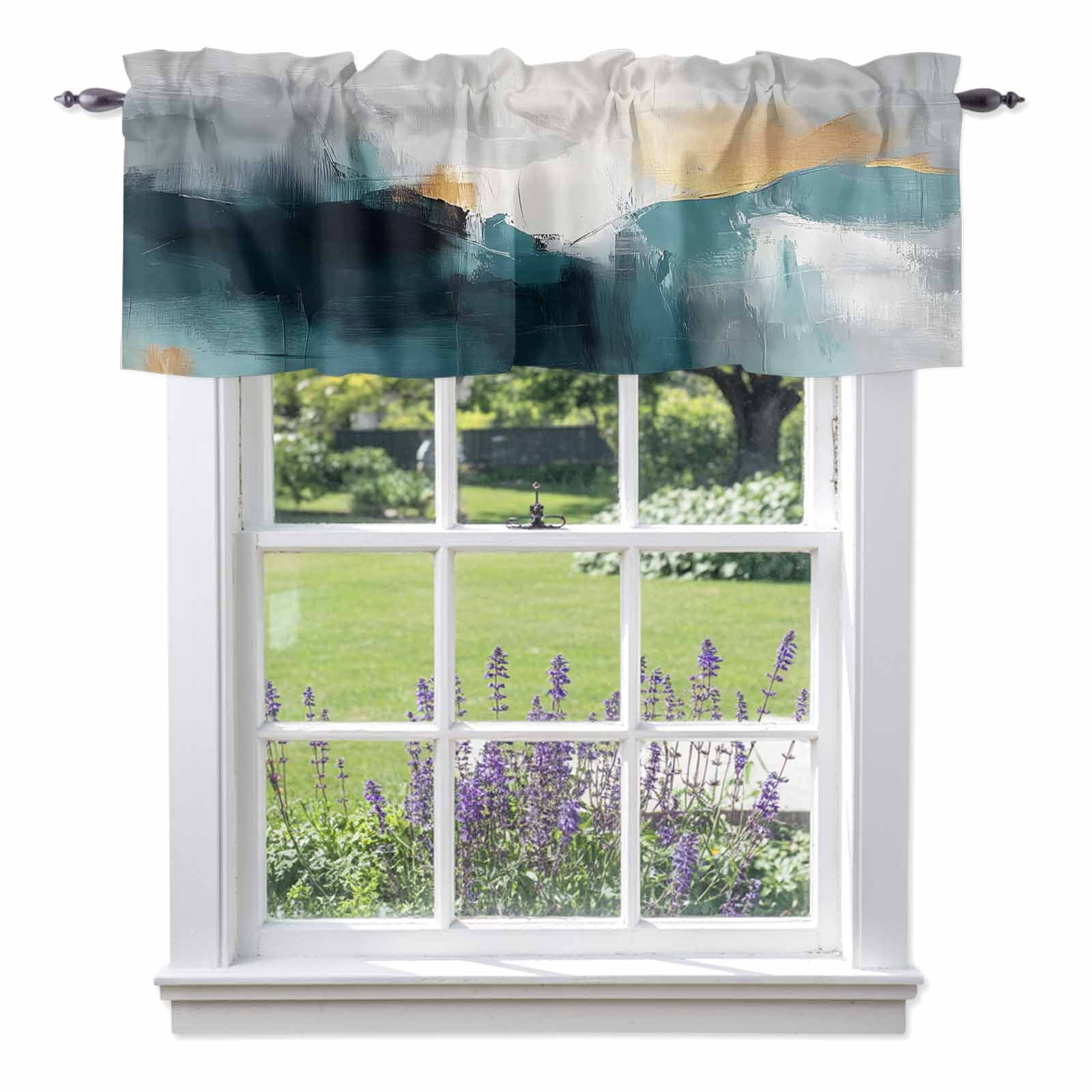 Abstract Color Block Valances for Windows, Gradient Blue Grey Black ...