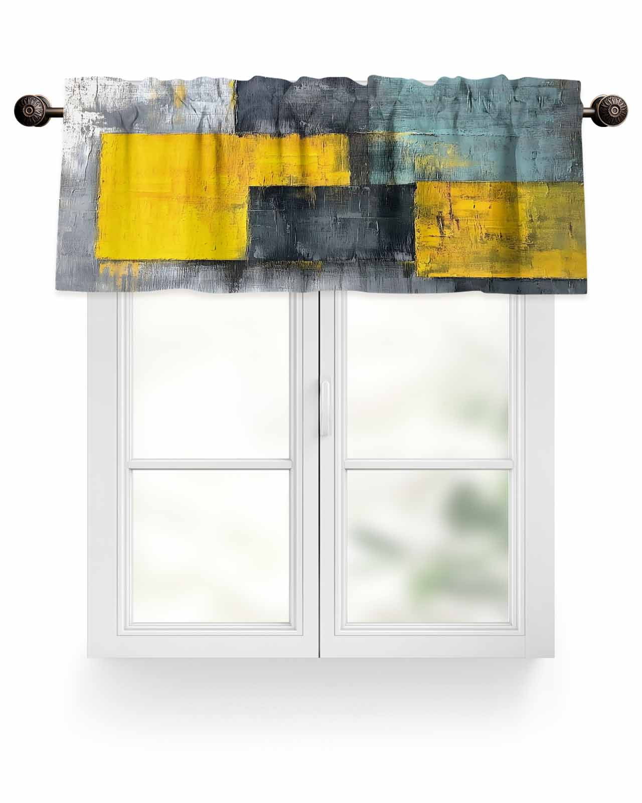 Abstract Color Block Valances for Windows Yellow Block Gradient Black ...