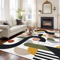 Abstract Color Block Washable Area Rug 8x10 Modern Black Pink Green ...