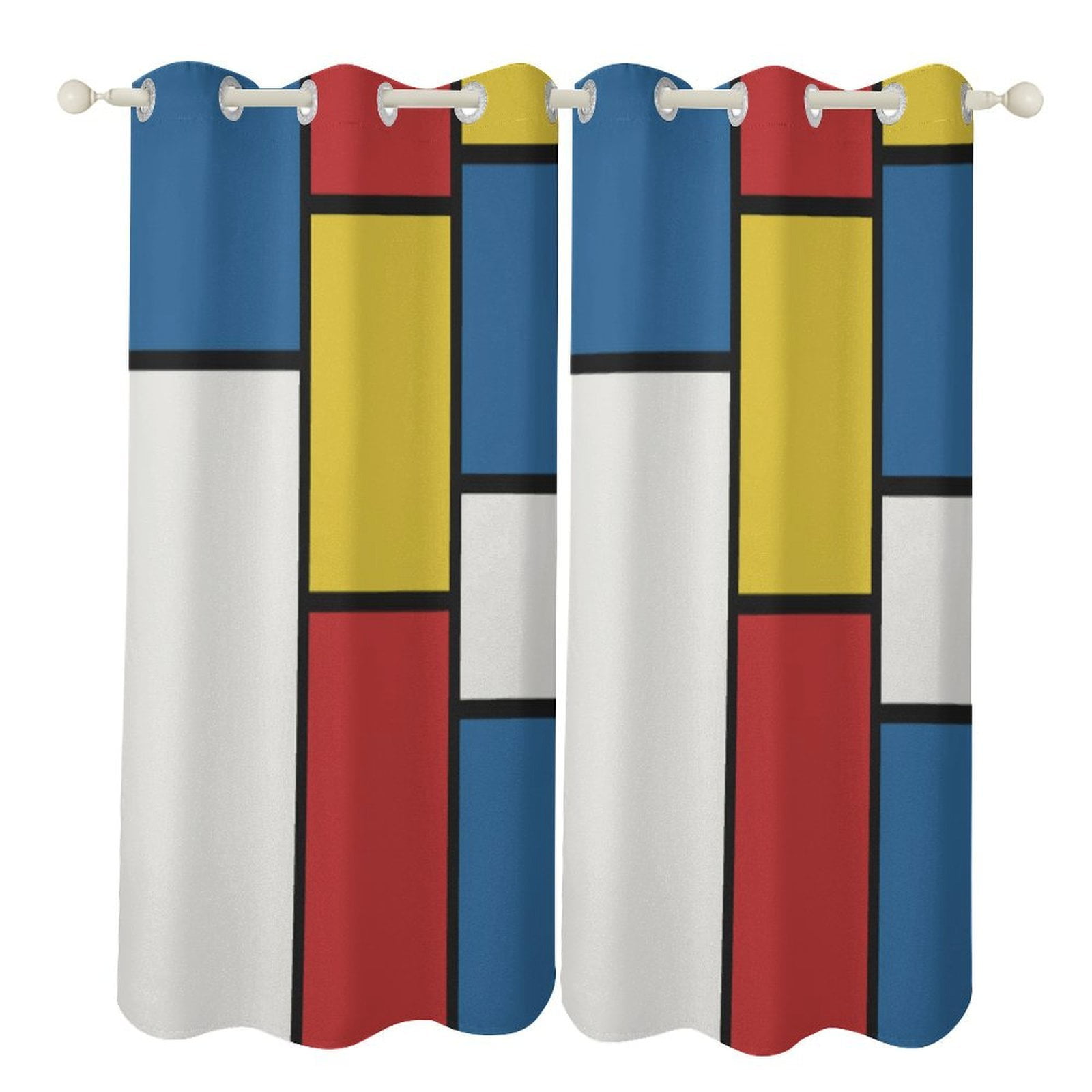 Abstract Color Block Window Blackout Curtain 3d Printed Blackout ...