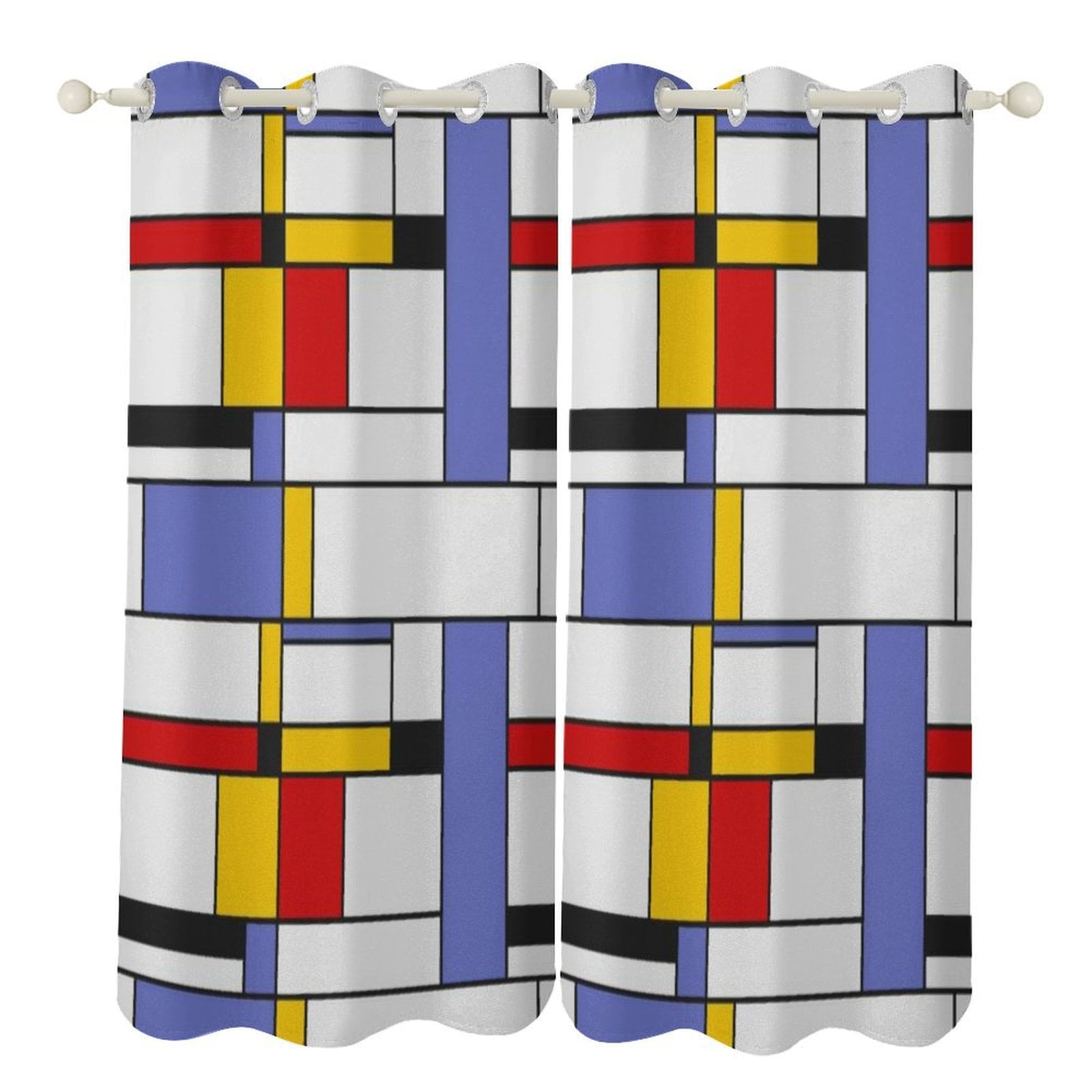 Abstract Color Block Window Blackout Curtain 3d Printed Blackout ...