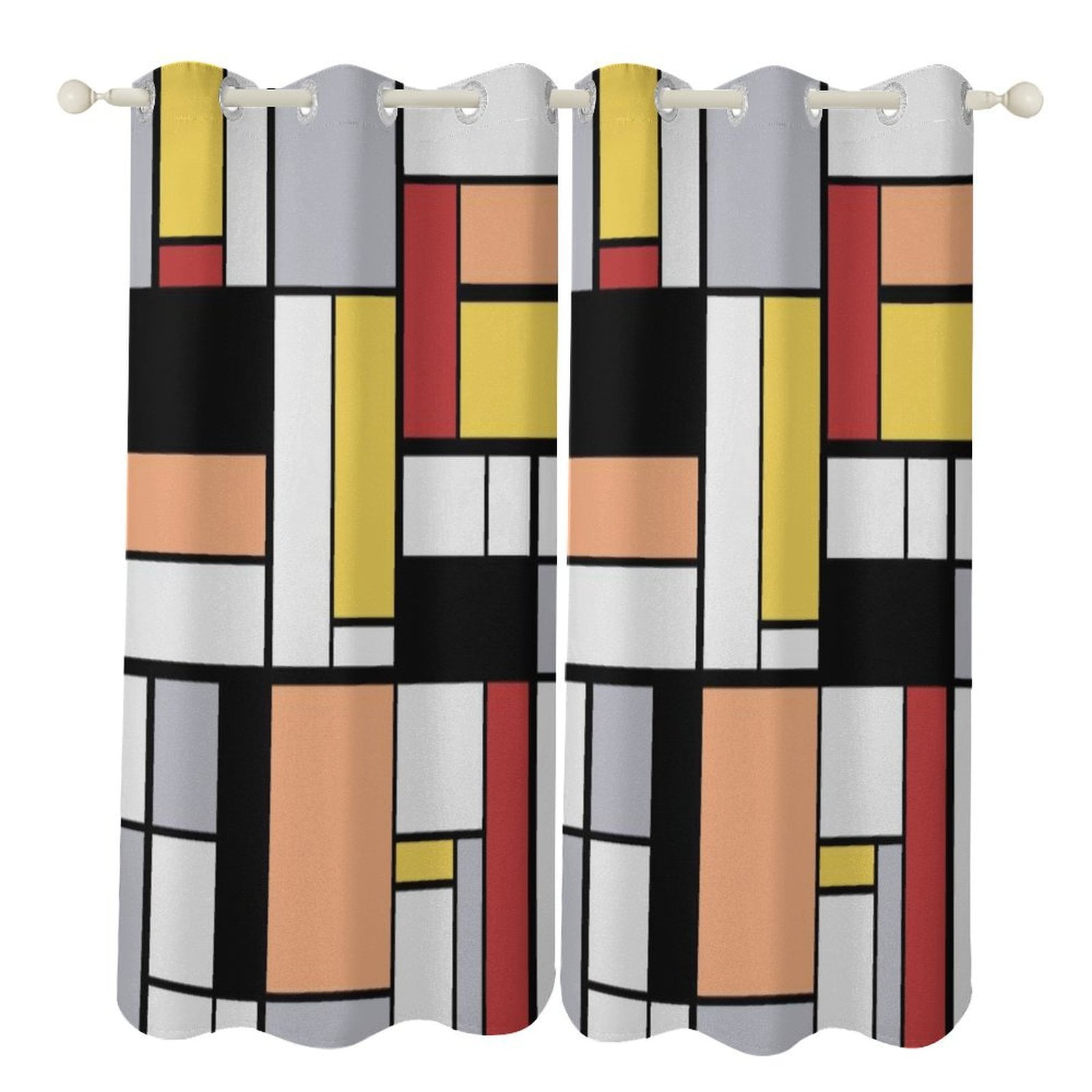 Abstract Color Block Window Blackout Curtain 3d Printed Blackout ...