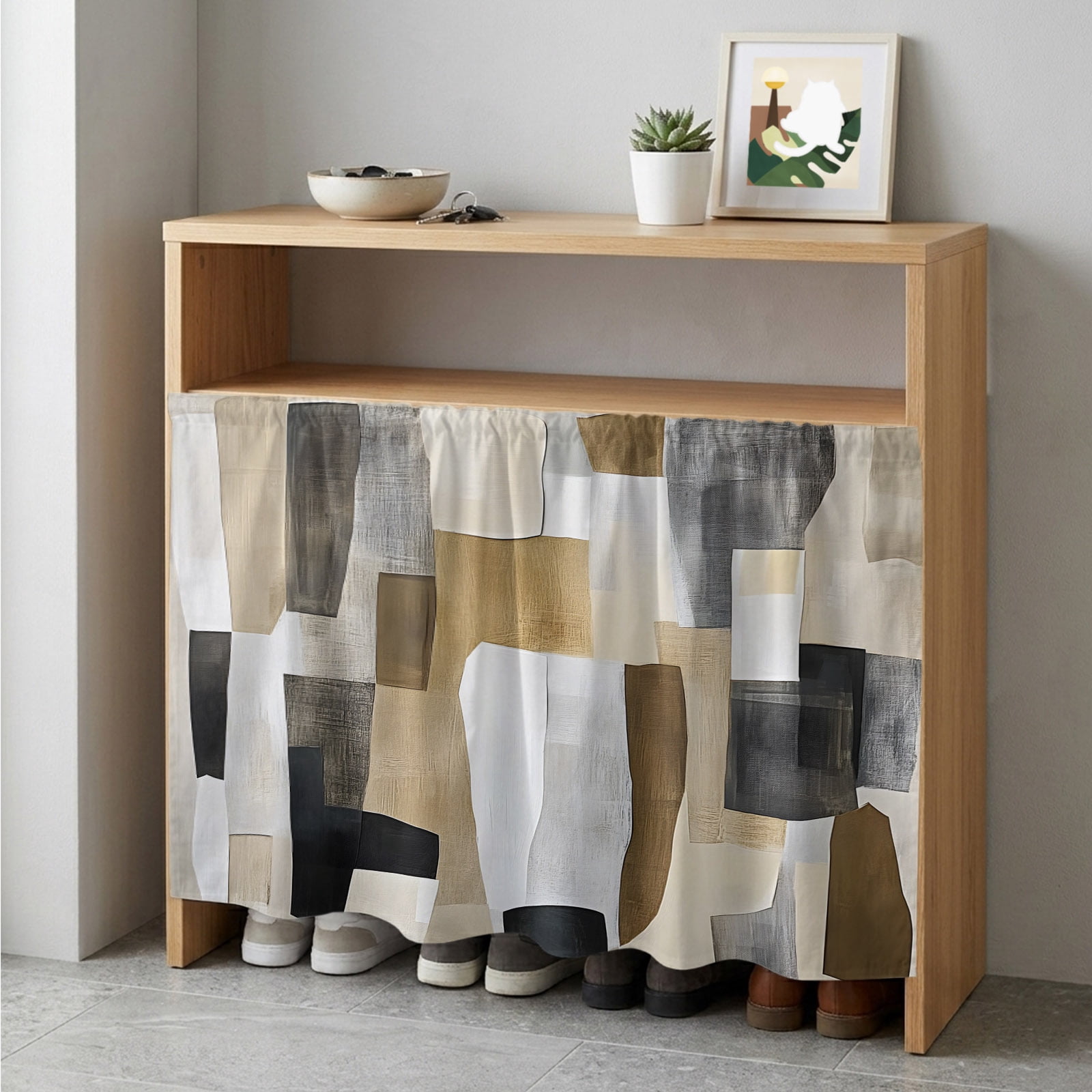 Abstract Color Blocks Cabinet Curtain 35"Wx35"L, Dustproof Under Sink ...