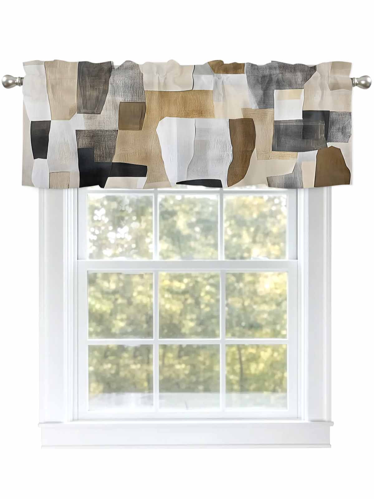 Abstract Color Blocks Curtain Valances for Windows, Modern Geometric ...