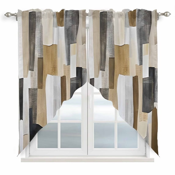 Abstract Color Blocks Kitchen Window Curtains, Swag Curtains Valance ...