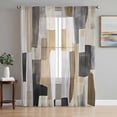 Abstract Color Blocks Semi Sheer Curtains 84 Inch Length 2 Panels Set ...