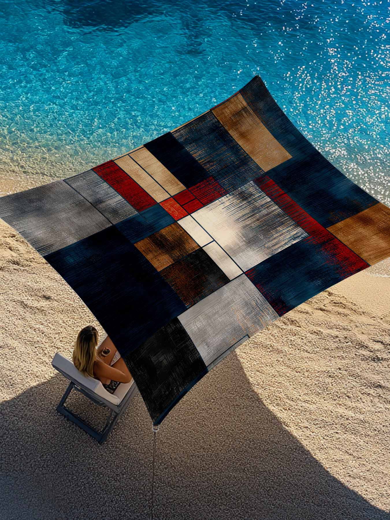 Abstract Color Blocks Sun Shade Sail 12' x 16', Geometric Architectural ...