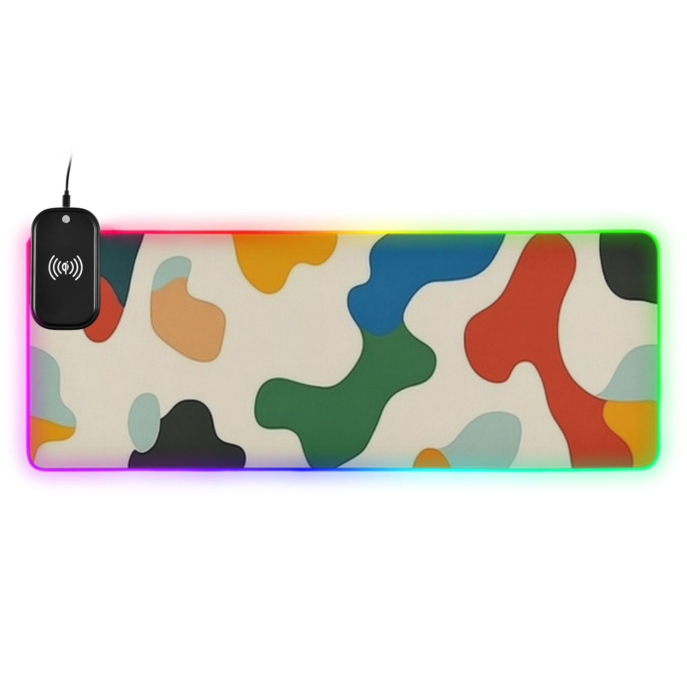 Abstract Color Camouflage Wireless Charging RGB Gaming Mouse Pad Large ...